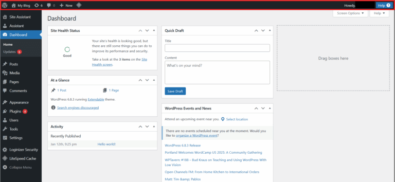 What is the WordPress Admin Dashboard?