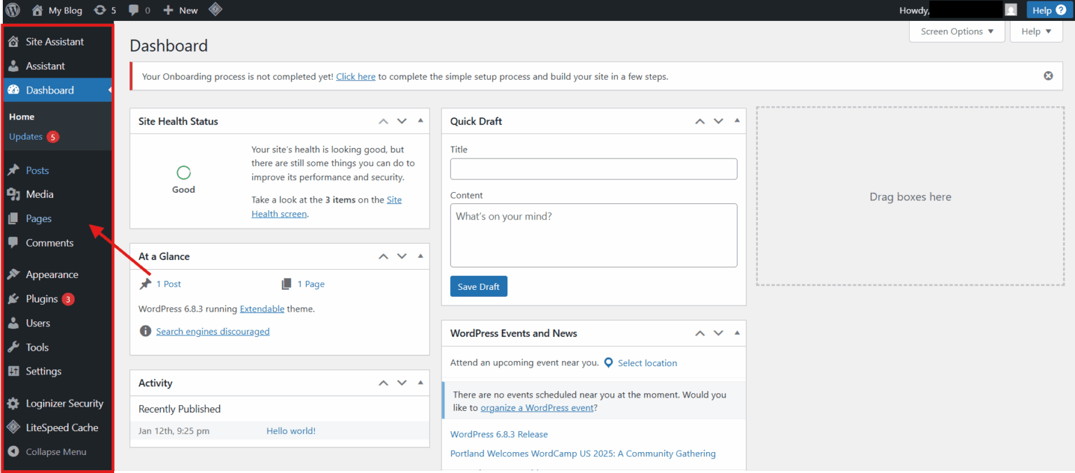 What is the WordPress Admin Dashboard?
